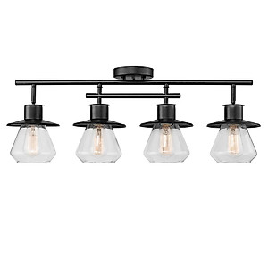 Globe Electric 59530 4-Light Track Lighting, Dark Bronze, Track Lighting, Track Ceiling Light, Track Lighting Kit, Ceiling Lights, Dining Light Fixture, 4 Bulb Kitchen Light, Bulb Not Included