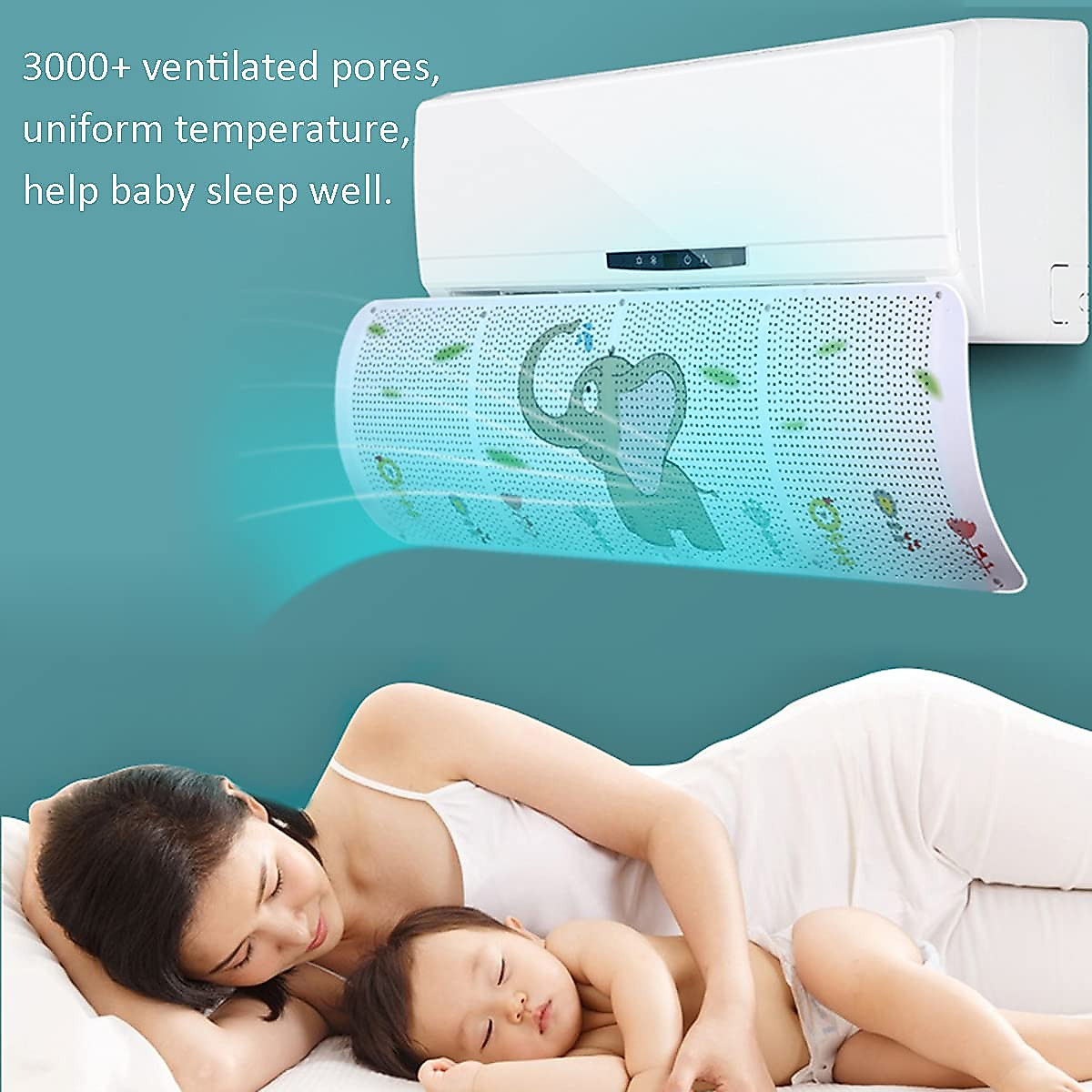 Adjustable Air Conditioner Deflector Vent Deflector, Anti Direct Blowing Baffles Air Conditioning Cover Retractable Air Outlet Wind Shield for Home (Front Hanging-Air Balloon, 35.4x10.6 Inch)