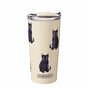 Black Cat SERENGETI 16 Oz. Stainless Steel, Vacuum Insulated Tumbler with Spill Proof Lid - 3D Print - Insulated Travel mug for Hot or Cold Drinks (Black Cat Tumbler)