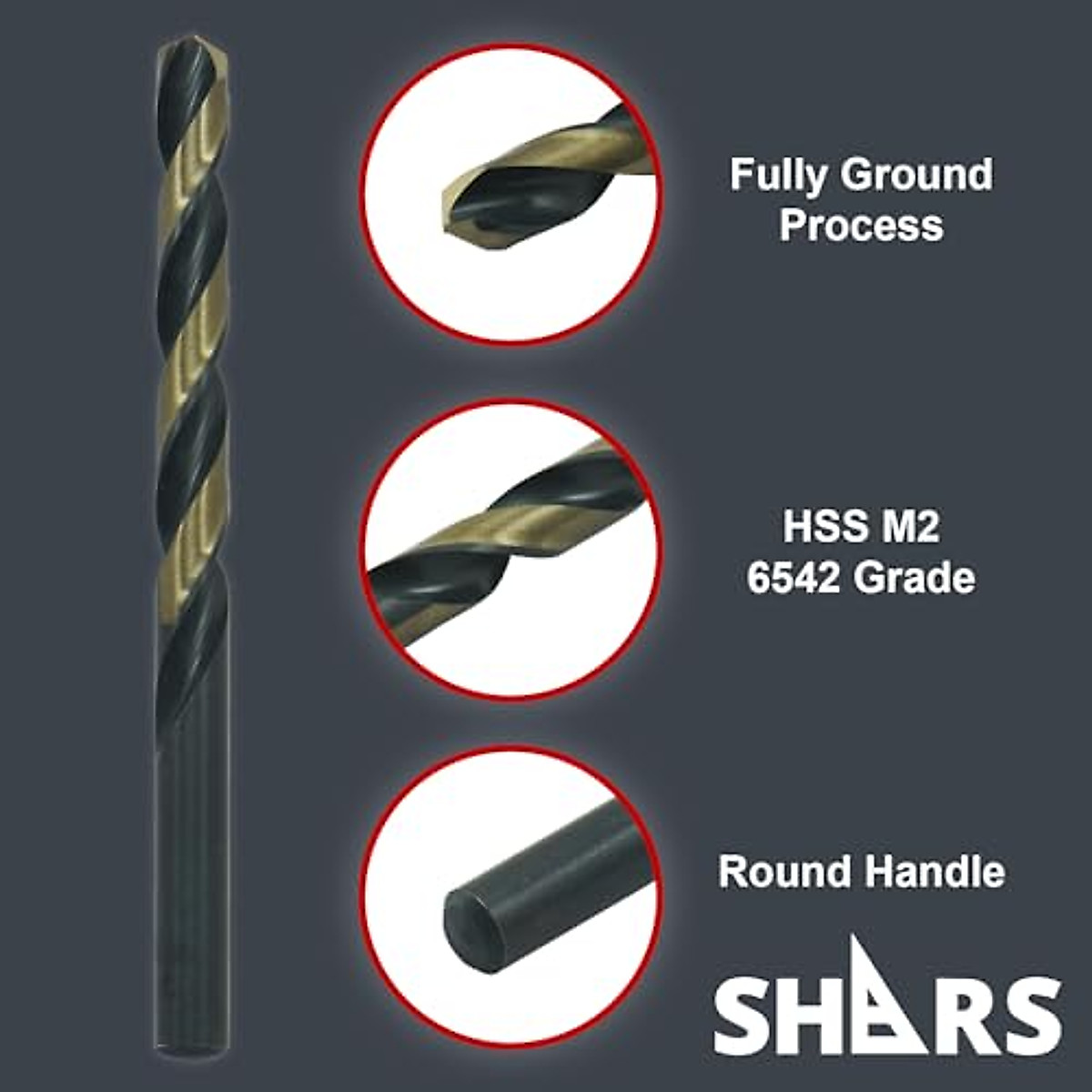 Shars A to Z 26 Pcs HSS Heavy Duty Black & Gold Finish Jobber Drill Set 135° Point Angle 404-2934 S)