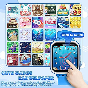 Kids Smart Watch with 90°Rotatable Camera Smartwatch Touch Screen Kids Watch Music Pedometer Flashlight Games Digital Wrist Watch for Boys