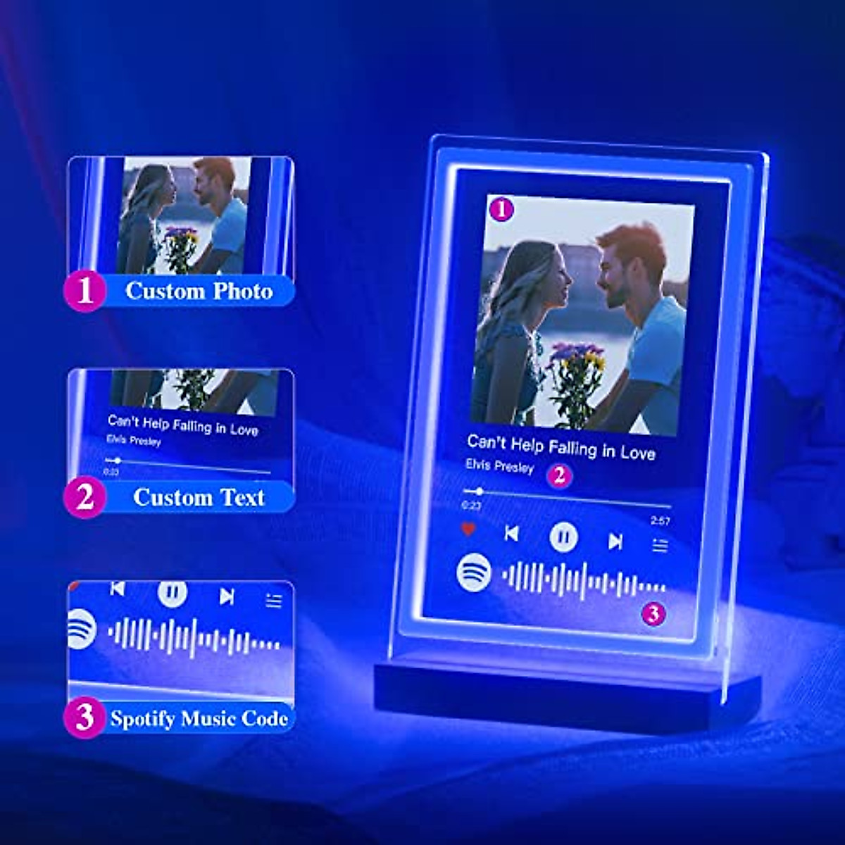 witfox Custom Spotify Plaque - Personalized Gifts for Women Men, Personalized Wedding Gifts for the Couple, Custom Photo Gifts for Boyfriend Girlfriend Music Plaque Custom Neon Signs Light