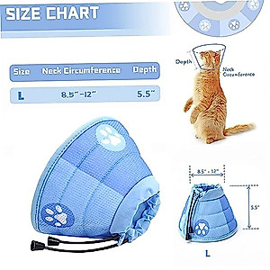 Cat Cone Collar Adjustable Cat Recovery Collar Size L Soft Elizabethan Collar for Dog, Collar Cone Pet Puppies for Dog Cat After Surgery, Injury
