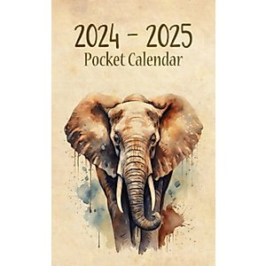 Pocket Calendar 2024-2025 For Purse: 2 Year Small Size 4 x 6.5 inches - Vintage Elephant Cover Design Volume 2