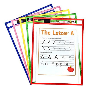 BONBELA Dry Erase Pockets - 12 Pack EASYWipeXL Heavy Duty Sheet Protectors Quickly Wipe to a Flawless Clean - Save a Bundle on 10 x 13 Reusable Dry Erase Sheets Sleeves for Work & School Worksheets