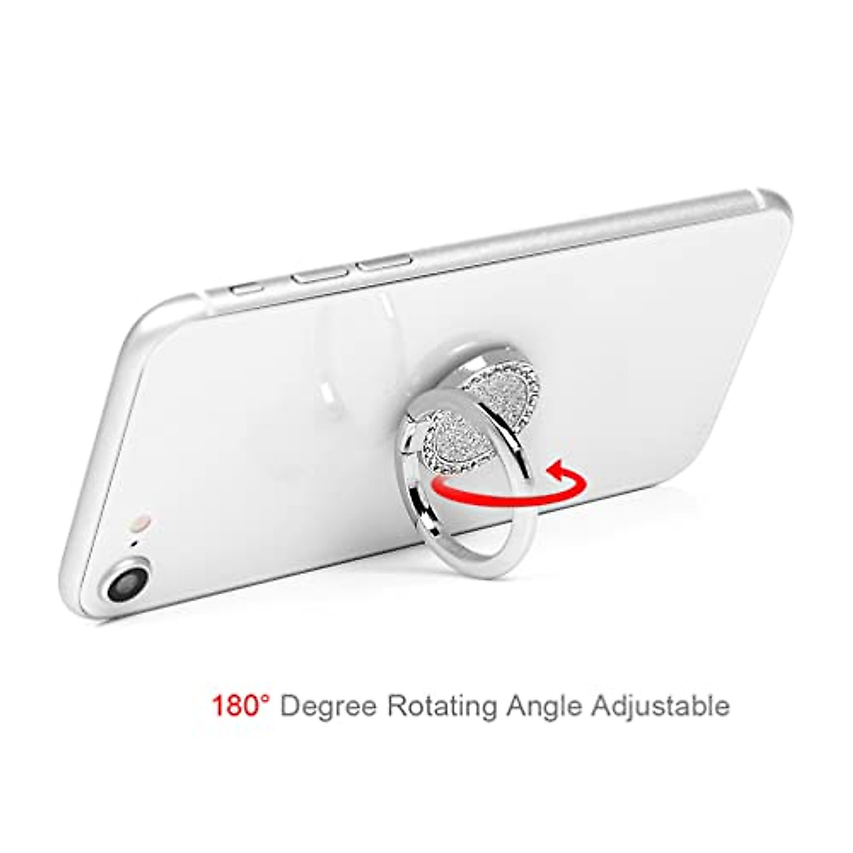 Mavis's Diary Bling Cell Phone Ring Stand Holder, Universal 360 Rotation Metal Buckle Tablet Finger Grip Kickstand Compatible with iPhone Galaxy LG Google Moto All Smartphones(Silver)