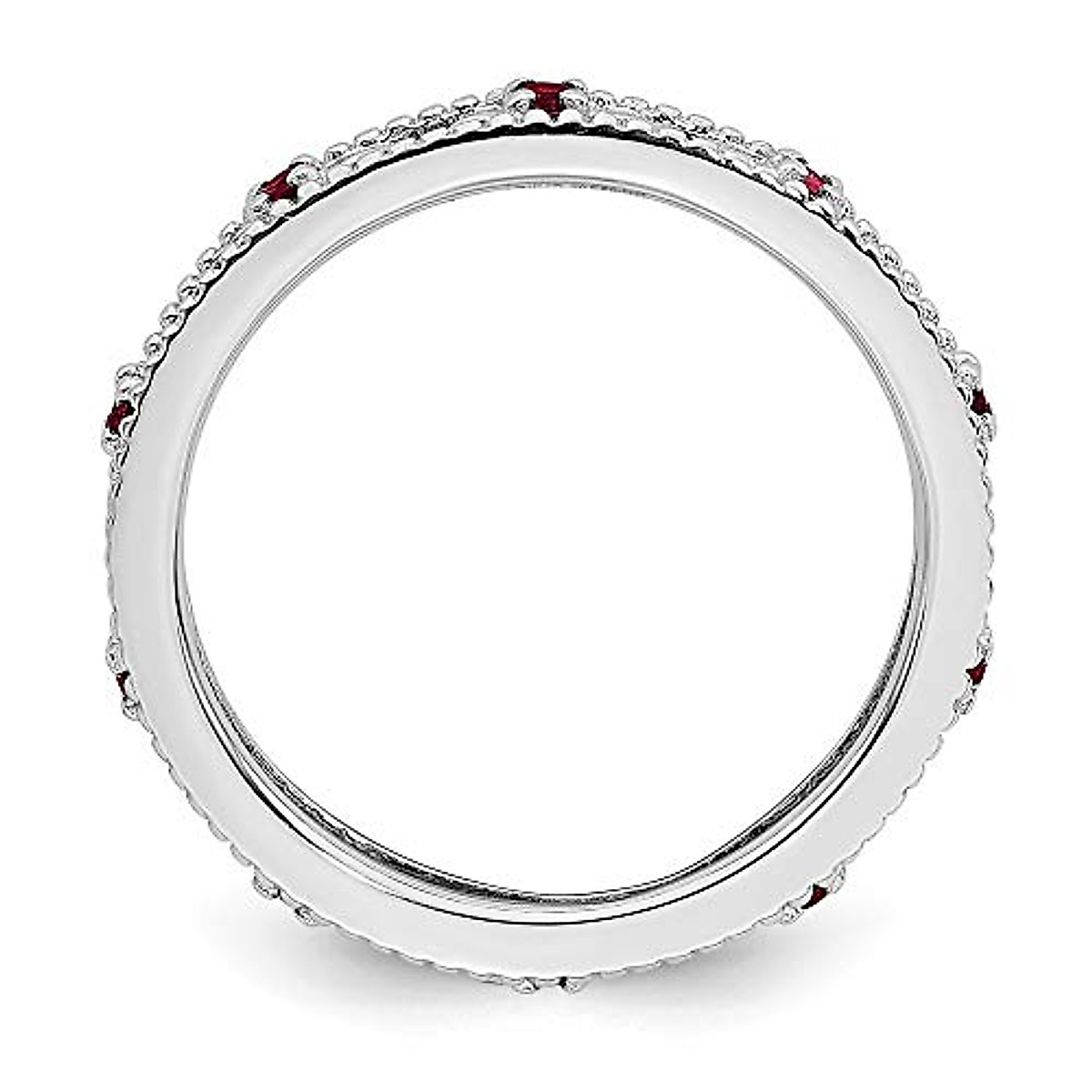 Solid 925 Sterling Silver Stackable Created Ruby Ring Eternity Band Size 10