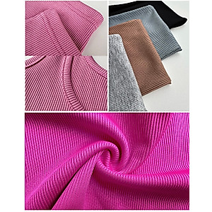 AYWA Casual Workout Sets Two Piece Outfits for Women Ribbed Crop Tank Top High Waist Leggings Active Wear (Pink, X-Small)