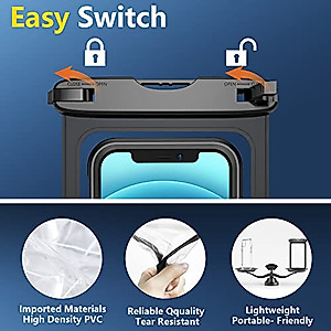 Temdan 2 Pcs Waterproof Phone Pouch, [Up to 10" Large] Universal IPX8 Waterproof Cell Phone Case Dry Bag with Lanyard for iPhone 14 Pro Max/13/12/11/SE/8,Galaxy S23 Ultra/S22/S21 for Vacation -Black