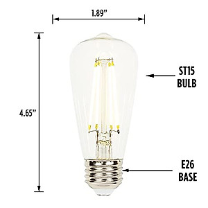 Westinghouse 4518600 4.5 Watt (40 Watt Equivalent) ST15 Dimmable Clear Filament LED Light Bulb, Medium Base