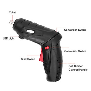 Cordless Screwdriver,Small Electric Screwdriver with 2pcs Bit Tool Set Kit,3N·m High Torsion and 180rpm High Speed Power Screwdriver,for Drilling Punching Screwing Repair(Black)