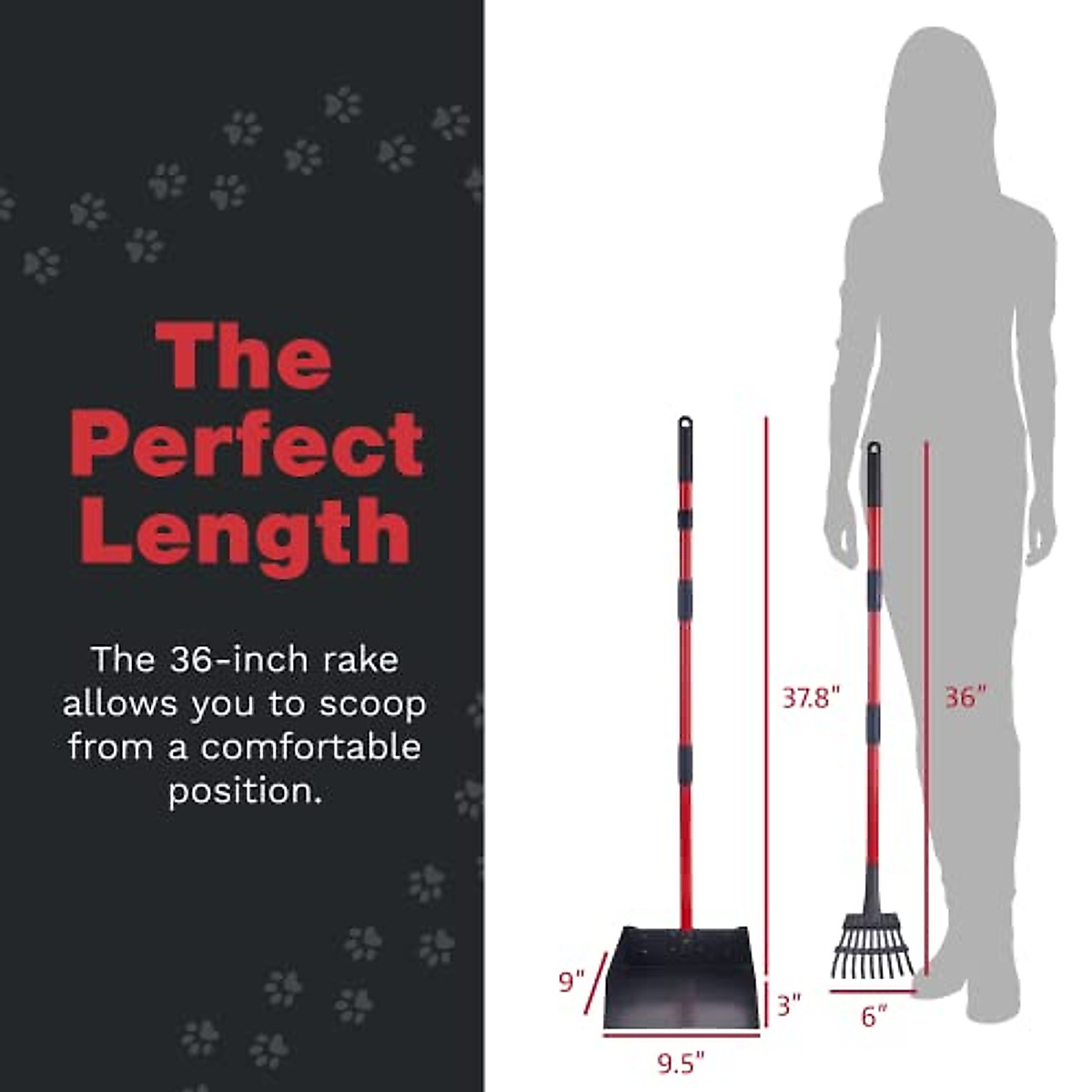 Pawler Dog Pooper Scooper for Large Dogs, Small & Medium Dogs - Heavy-Duty, Metal and Aluminum Poop Scoop Set with Rake and Tray - Dog Poop Scooper for Yard, Grass, Dirt or Gravel - Pet Supplies