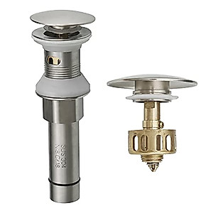 Hoimpro Pop Up Drain, Bathroom Sink Drain Stopper with Overflow, Vessel Sink Drain Assembly with Detachable Basket Stopper, Anti-Explosion and Anti-Clogging Drain Strainer SUS 304 (Brushed Nickel)