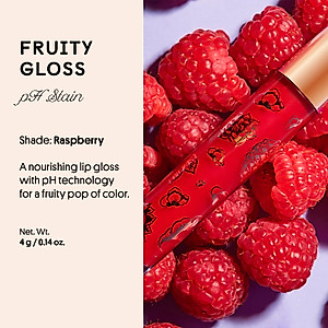 Winky Lux Fruity Gloss pH Lip Stain, Non Sticky Lip Gloss, Tinted Lip Oil, Lip Lacquer, Yummy Fruit Lipgloss, Jojoba Oil for Hydration & Shine, Raspberry