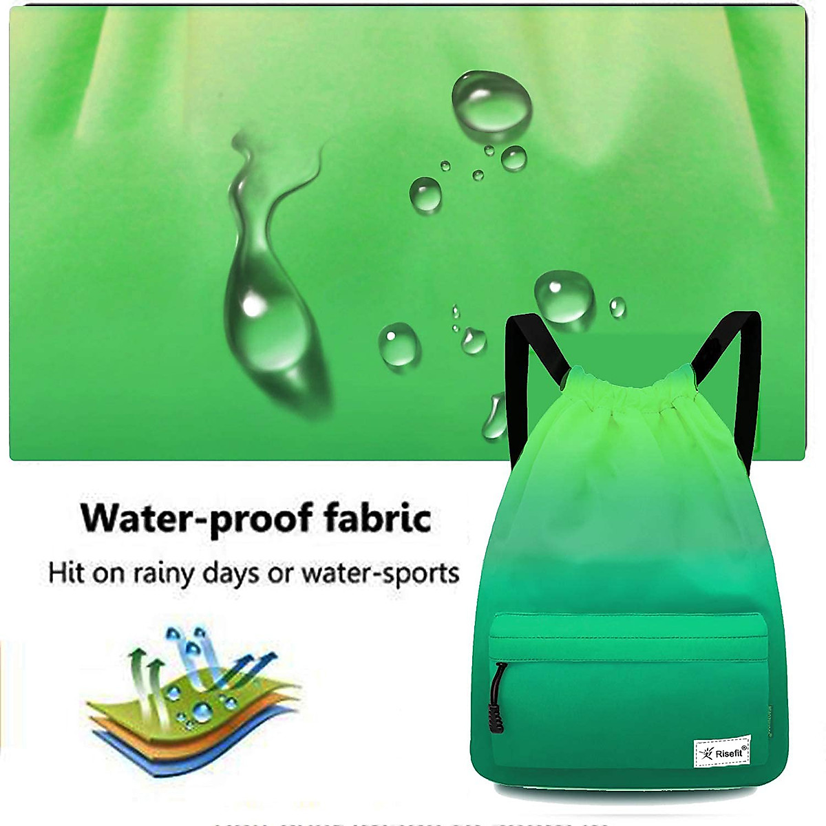 Risefit Waterproof Drawstring Bag, Gym Bag Sackpack Sports Backpack for Men Women