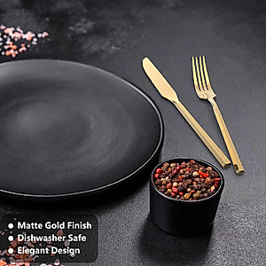 Kikbioee Gold 20 Piece Forged Stainless Steel Silverware Set, Hexagon Handle Flatware, Modern Mirror Finish Cutlery Set, Service for 4, Dishwasher Safe