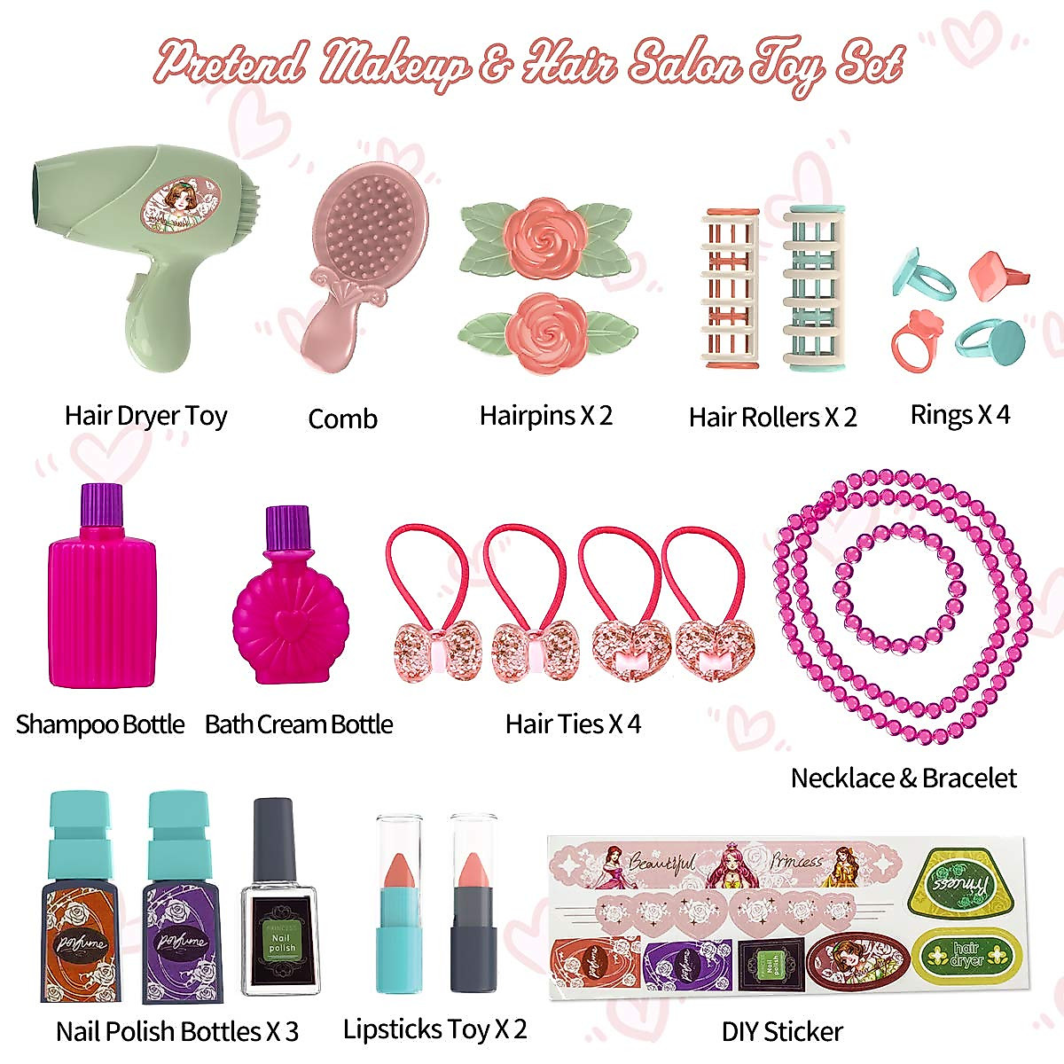 Meland Toddler Vanity Set - Kids Toy Vanity Table for Little Girls with Sound and Light Mirror and Beauty Accessories, Birthday Toys for Little Princess Pretend Play