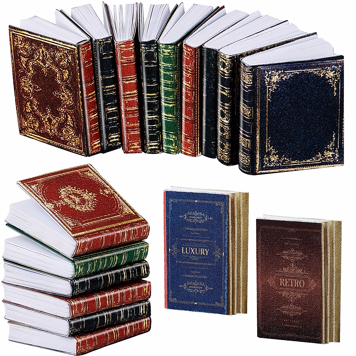 Skylety 24 Pieces 1:12 Scale Miniatures Dollhouse Books Assorted Miniatures Dollhouse Accessories Small Books Decoration Accessories Doll Toy Supplies(Printed Style)