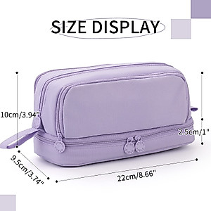 CICIMELON Large Capacity Pen Pencil Case with 4 Compartments, Multi-Slot Pencil Pouch Bag Aesthetic School Supplies Organizer for Teen Girls, Women, Adults (Purple)