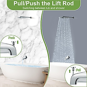 Enhon Tub Spout with Diverter, Universal Fits 1/2'' Copper Pipe, 1/2'' IPS and 3/4'' IPS, Bathroom Bathtub Tub Faucet Replacement with Adapters (Chrome)