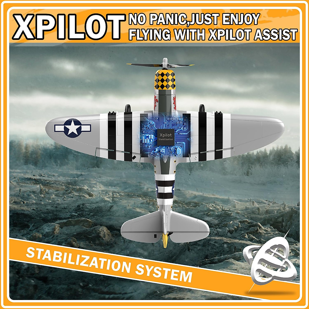 ANBURI RC Plane 4-CH RC Airplane – RC Airplane Ready to Fly Upgrade P47 Thunderbolt Remote Control Airplanes for Beginners Adult with Beginners with Xpilot Stabilization System, & One Key Aerobatic