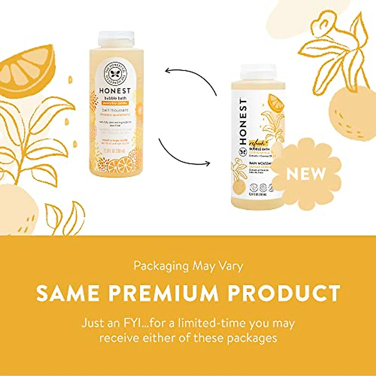 The Honest Company Foaming Bubble Bath , Gentle for Baby , Naturally Derived, Tear-free, Hypoallergenic , Citrus Vanilla Refresh, 12 fl oz