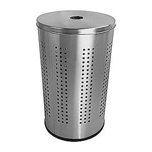 Brushed Stainless Steel Laundry Bin & Hamper | 46L Ventilated Stainless Steel Clothes Basket with Polished Lid | Life Time Warranty|