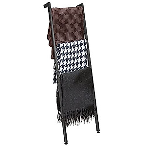 mDesign Metal Wall-Leaning Towel Ladder for Bathroom - 4-Level Decorative Ladder Rack and Towel Holder - Rustic Bath Towel Storage Stand for Modern Decor - Bathroom Towel Ladder Rack - Matte Black