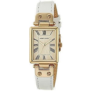 Anne Klein Women's Japanese Quartz Dress Watch with Leather Strap, White, 12 (Model: AK/3752CRWT)