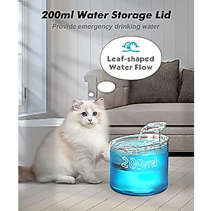 NPET WF100 Cat Water Fountain, 54oz/1.6L Automatic Pet Fountain Cat Water Dispenser with 2 Flow Modes, Light Quiet Pump for Cats (Adapter Not Included)