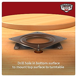 Lazy Susan Rotating Turntable Bearing Hardware 2.8-Inch Square Ball Bearing Swivel Plates Heavy-Duty Steel 200-lb Load Capacity, 5/16-Inch Thick, 2-Pack