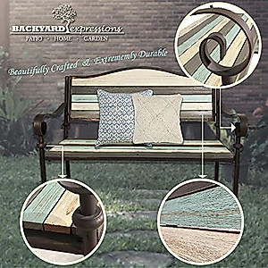 BACKYARD EXPRESSIONS PATIO · HOME · GARDEN 905148 Park Bench, Cream, Brown, Teal