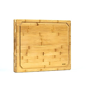 SMIRLY Large bamboo Cutting Board for Kitchen: Extra Large Bamboo Cutting Board with Juice Groove & Compartments, Wooden Cutting Boards for Kitchen, Butcher Block Cutting Board Wood