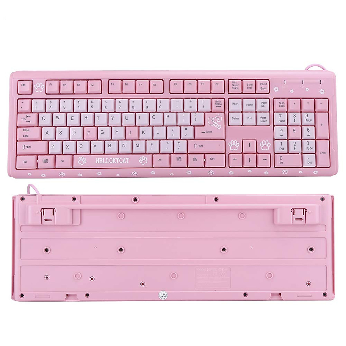 fosa1 Wired Ergonomic Keyboard, USB-A, 104 Keys, Silent Mechanical, Waterproof, Home, Business, Gaming