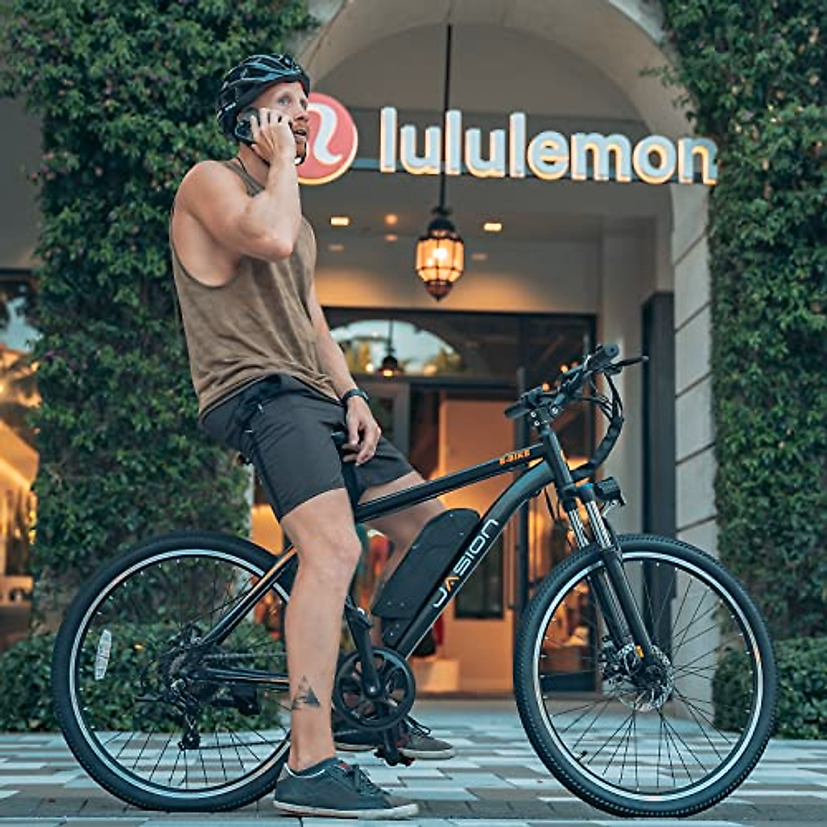 Jasion EB5 Electric Bike for Adults, 350W Electric Mountain Bike, 26'' Electric Commuter Bicycle with 20MPH Removable Battery, Shimano 7 Speed, Front Suspension (Black)