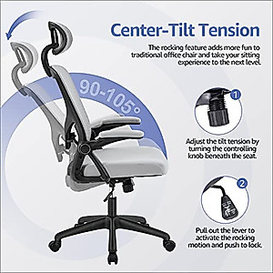 Yaheetech Executive Office Chair Ergonomic Desk Chair High Back Mesh Computer Chair with Lumbar Support Adjustable Armrest, Backrest and Headrest Swivel Chair for Manager Conference Room,Light Gray