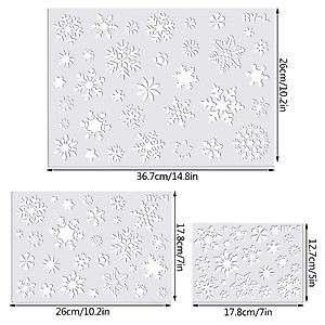 Jmkcoz Christmas Snowflake Stencil Template, Reusable Plastic Craft Drawing Painting Stencil Journal Template for Window Glass Wall Door Card Scrapbook Notebook Holiday Xmas Snow Flake Art DIY Project