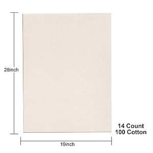 Aida Cloth 14 Count Cross Stitch Fabric,19×28inch (14CT, Off White)