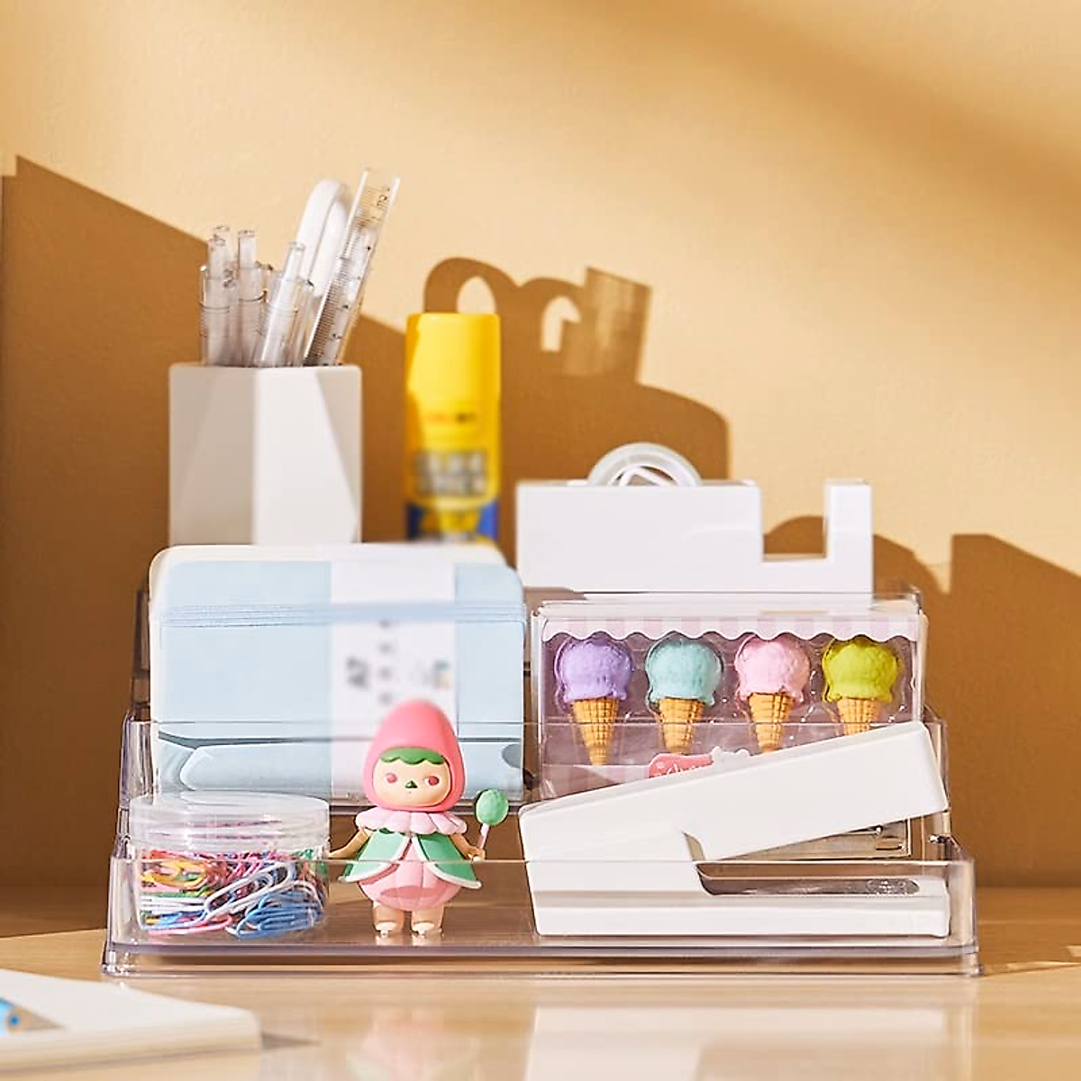 TJLSS Shelf Organizer Desktop Folding Rack Organizer Cosmetic Storage Rack Bed Folding Table Acrylic Tray Organizer