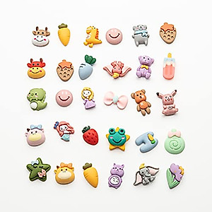 Slime Charms Cartoon Animal and Fruit Cute Set - Mixed Lot Assorted Fruit Resin Flatback Cute Sets for DIY Crafts Making,Decorations,Scrapbooking,Embellishments,Hair Clip 25pcs