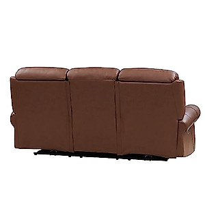 Hydeline Royce Zero Gravity Power Recline and Headrest Top Grain Leather Sofa Couch, 87", Brown