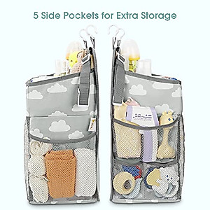 Maliton Hanging Diaper Caddy Organizer - Diaper Stacker for Changing Table, Crib, Playard or Wall & Nursery Organization Baby Shower Gifts for Newborn (Gray Cloud)