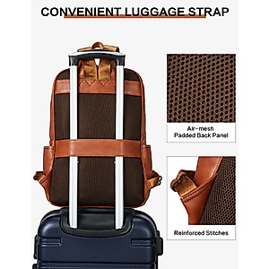 BOSTANTEN Mens Laptop Backpack Genuine Leather 15.6 inch Computer Bag Business Work Travel Daypack Vintage Large Shoulder Bag