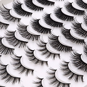Hipeya 20 Pairs False Eyelashes 20 Styles Mixed Pack Cat Eye Fluffy Eyelashes Pack 3D Volume Multi Layers Insensibility Faux Mink Lashes Packs for Daily Party Show Drama