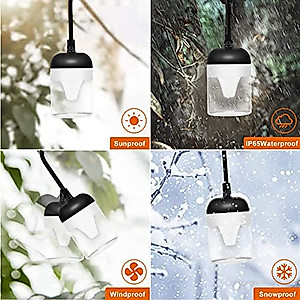 SUWITU String Lights for Outside 50Ft, Outdoor Lights for Patio with 15 Dimmable LED Bulbs, Hanging Porch Plastic Light Waterproof Shatterproof for Bistro, Garden, Backyard, Gazebo, Party Decor