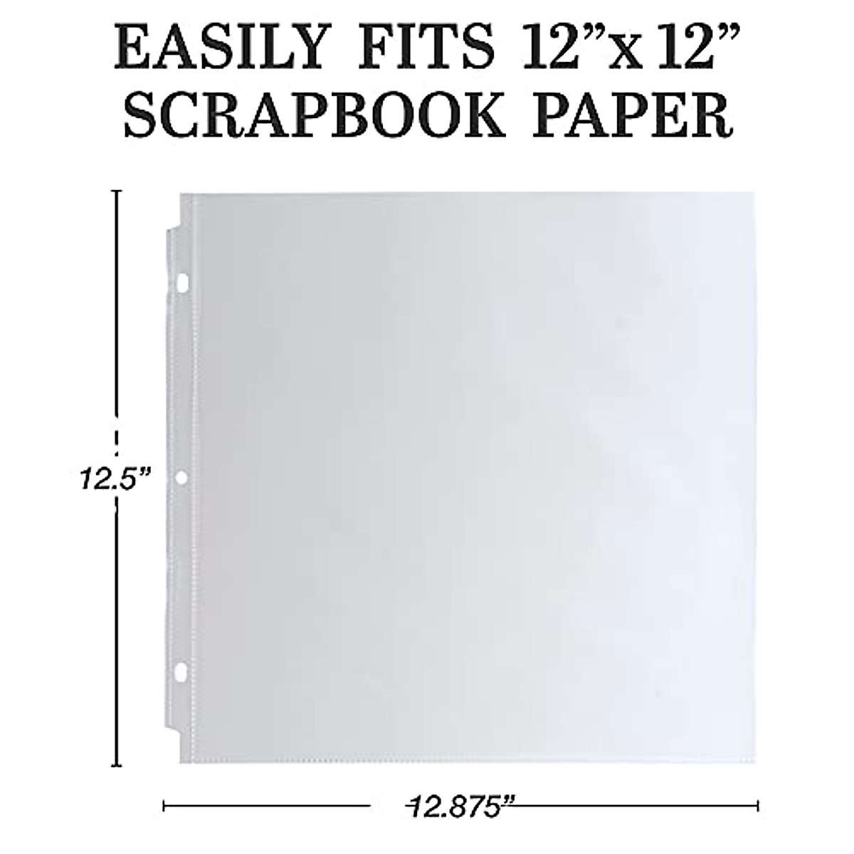 Samsill Scrapbook Refill Pages 12x12 Inches, 100 Pack, Super Heavyweight, Clear, Fits 3 Ring Scrapbook Binders and 12x12 Photo Album Refill Pages, Archival Safe, Top Loading, Acid Free, PVC Free