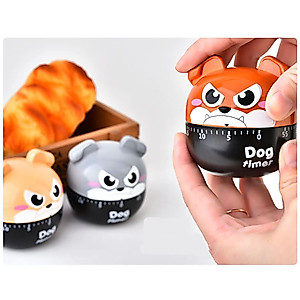Cute Cartoon Dog Machinery Timers 60 Minutes Mechanical Kitchen Cooking Timer Clock Loud Alarm Counters Manual Timer Mini Size Kitchen Utensil (Brown)