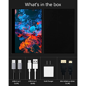 YOUYUANLTD 15.6 inch Portable Monitor Full HD IPS HDMI FHD 1920x1080 144Hz Screen for Gaming Laptop Computer Phone Xbox PS4 PS5,Switch,Working Display with Dual Speakers,Black