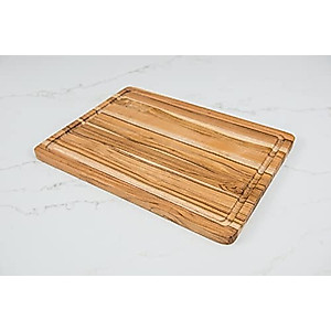 Lipper International Teak Wood Edge Grain Kitchen Cutting and Serving Board, Large, 16" x 12" x 3/4"