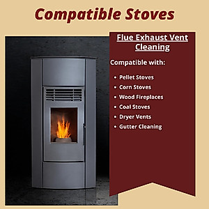 Heavy Duty Pellet Wood Stove Vent Brush and Rod for Chimneys, Stoves, Fireplaces, Dryers, Piping (3" Brush + 3' Rod)